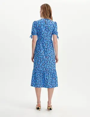 FINERY LONDON Jessa Tiered Midi Dress - Blue Ditsy