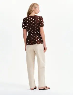 FINERY LONDON Raya Polka Dot Cotton Short Sleeve Top