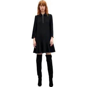 Gerard Darel Carla Zip Front Crepe Mini Dress