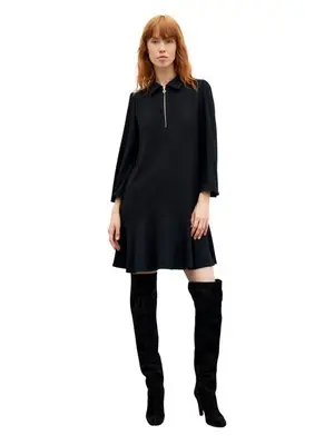 Gerard Darel Carla Zip Front Crepe Mini Dress