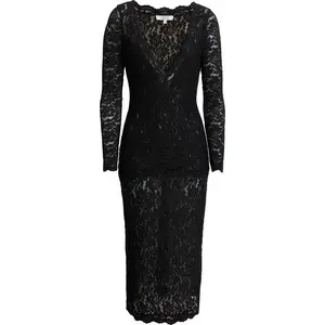 LoveShackFancy Niven Long Sleeve Lace Cocktail Sheath Dress