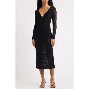 LoveShackFancy Niven Lace Sheath Dress - Black