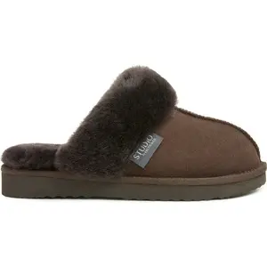 CELTIC & CO. Studio Fur Edge Mule Slippers Chocolate