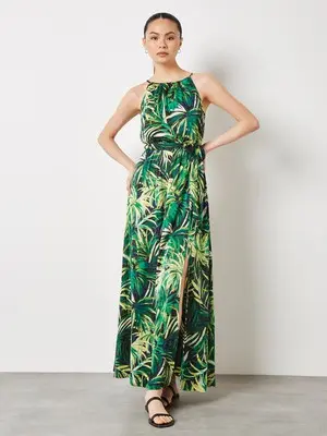APRICOT Painterly Tropical Midi Dress