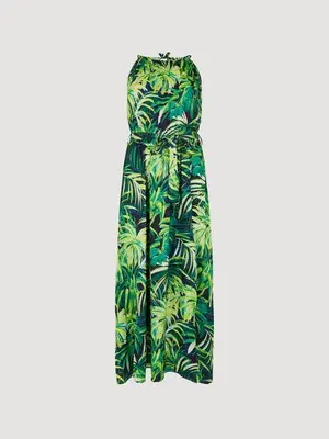 APRICOT Painterly Tropical Midi Dress