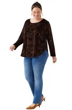 Karen Kane Velvet Burnout Shirttail Top