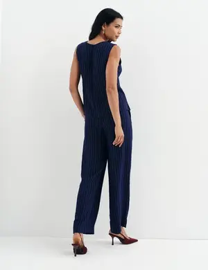 FINERY LONDON Vallie Stripe Sleeveless Shell Top - Navy Stripe