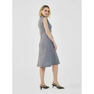 A.SHIMUS Sleeveless Tailored Midi Dress With Stripes - Blue