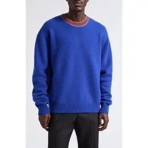 Versace Greca Border Crewneck Wool & Cashmere Sweater - Bluette