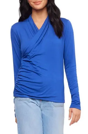 Karen Kane Crossover Side Shirred Top Iris