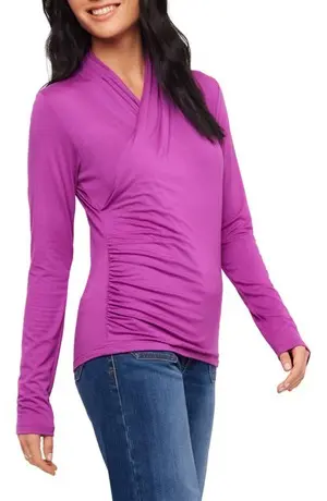 Karen Kane Crossover Side Shirred Top - Rose