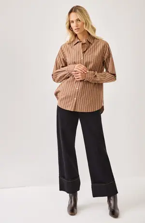 Karen Kane Striped Button-up Shirt
