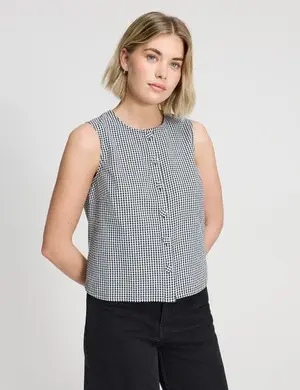 FINERY LONDON Maggie Cotton Gingham Sleeveless Top