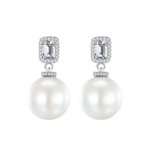 UNTAMED PETALS Genevieve Pearl And Crystal Drop Earrings - Metallic Silver