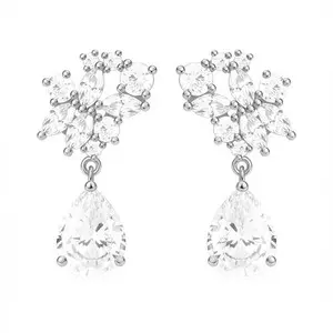 UNTAMED PETALS Untamed Petals Starlight Drop Earrings With Pear-Cut Crystal Metallic Silver