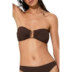 REISS Carina Bandeau Bikini Top - Chocolate