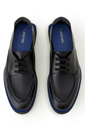 LANVIN Derby Shoes In Soft Leather - Black/blue