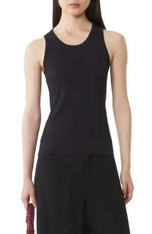 LANVIN Mother And Daughter Embroidered Jersey Tank Top
