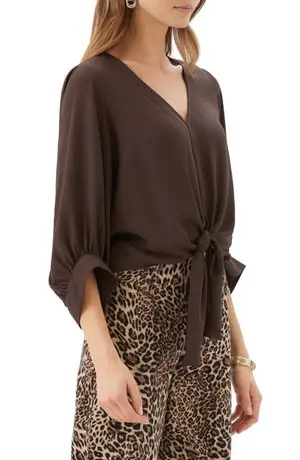 Karen Kane Blouson Sleeve Tie Front Top