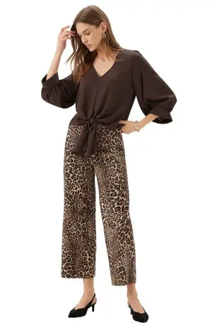 Karen Kane Blouson Sleeve Tie Front Top