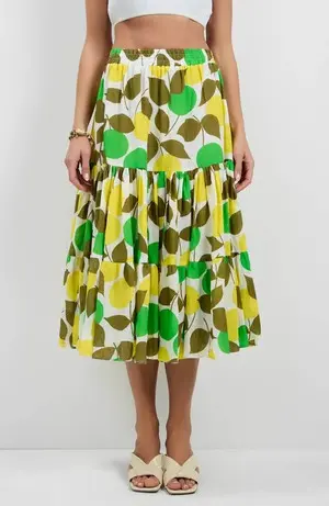 Trina Turk Marsay Drop Waist Midi Skirt