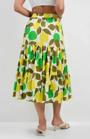 Trina Turk Marsay Drop Waist Midi Skirt