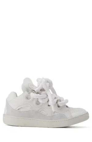 LANVIN Curb Snake Leather Sneakers - White