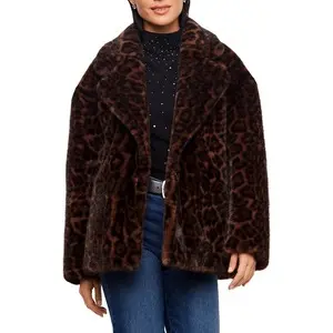 Karen Kane Print Faux Fur Coat