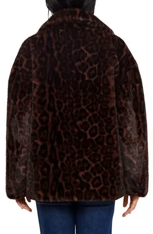 Karen Kane Print Faux Fur Coat
