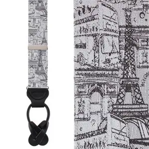 Trafalgar Paris Cityscape Escape Silk Novelty Button End Suspenders - Silver
