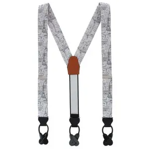 Trafalgar Paris Cityscape Escape Silk Novelty Button End Suspenders