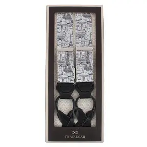 Trafalgar Paris Cityscape Escape Silk Novelty Button End Suspenders