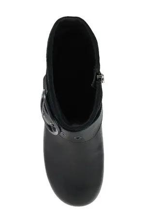 Dansko Leather Buckled Clog Boots - Black
