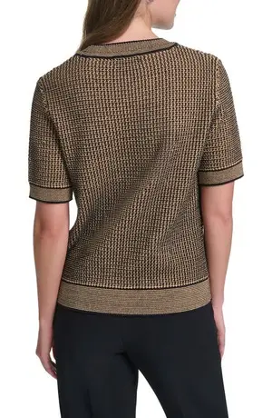 Karl Lagerfeld Paris Short Sleeve Sweater - Black/camel