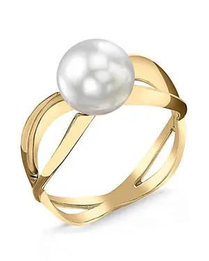 The Pearl Source White South Sea Pearl Solitaire Ring - Yellow Gold
