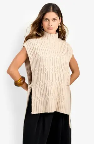 Trina Turk Romea Cape 100% Merino Wool - Almond