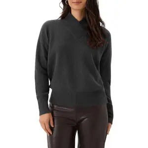 Karen Kane Crossover Shawl Collar Sweater Black