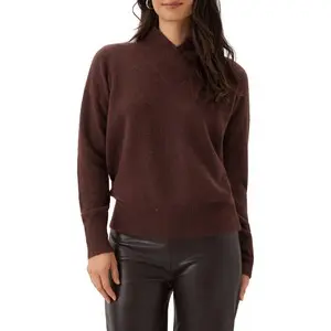 Karen Kane Crossover Shawl Collar Sweater - Chocolate