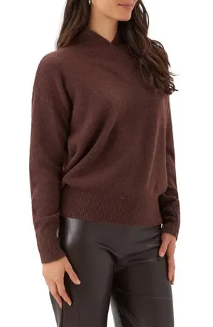 Karen Kane Crossover Shawl Collar Sweater - Chocolate