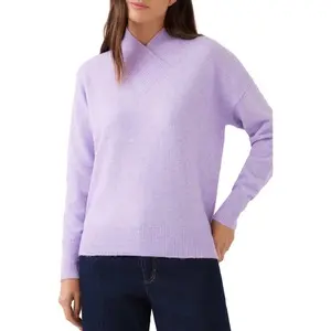 Karen Kane Crossover Shawl Collar Sweater Lavender