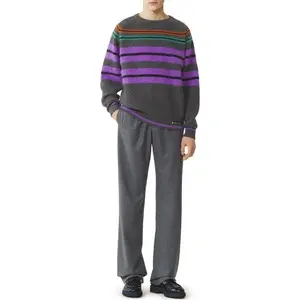 LANVIN Striped Sweater In Wool And Cashmere - Charcoal