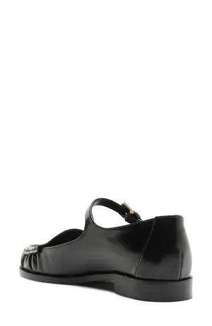 Schutz Tyla Buckle Leather Mary Jane Flat - Black