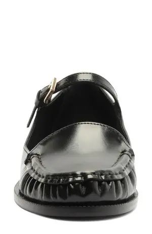 Schutz Tyla Buckle Leather Mary Jane Flat - Black