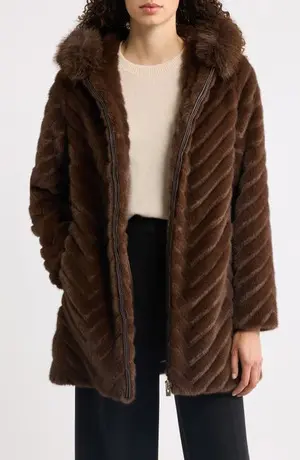 Via Spiga Faux Fur Hooded Coat