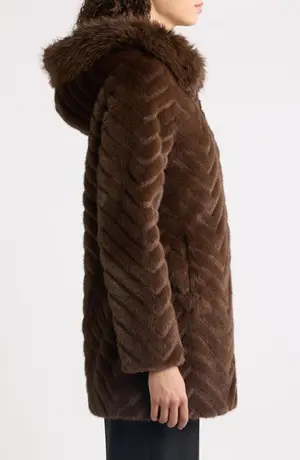 Via Spiga Faux Fur Hooded Coat