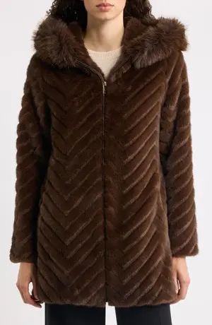 Via Spiga Faux Fur Hooded Coat