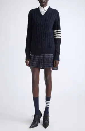 Thom Browne Pleated Wool Miniskirt