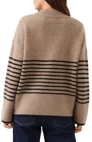 Karen Kane Stripe V-neck Sweater - Wheat/black