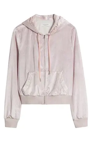 Rag & Bone Miramar Velvet Zip Front Hoodie - Pnkmarbl