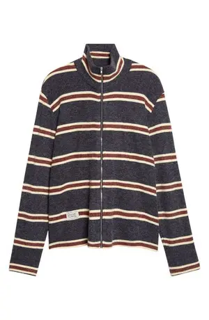 SONG FOR THE MUTE Striped Zip-up Funnel Neck Jacket